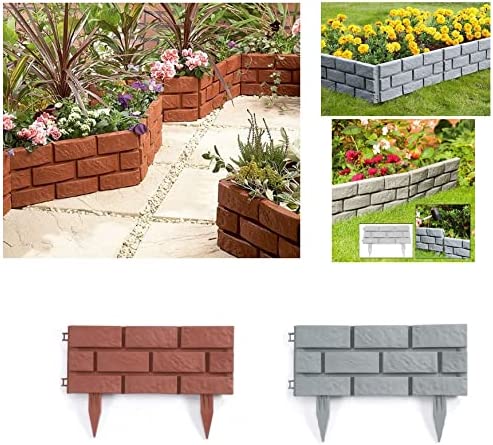 Plastic Brick Effect Lawn Garden Decor Grass Edging Skirting Border ...